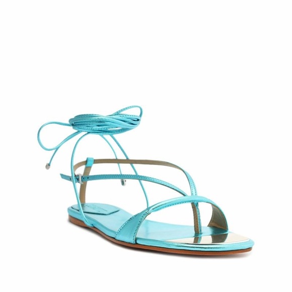 SCHUTZ | Shoes | Schutz Metallic Blue Thong Flats Sandals | Poshmark